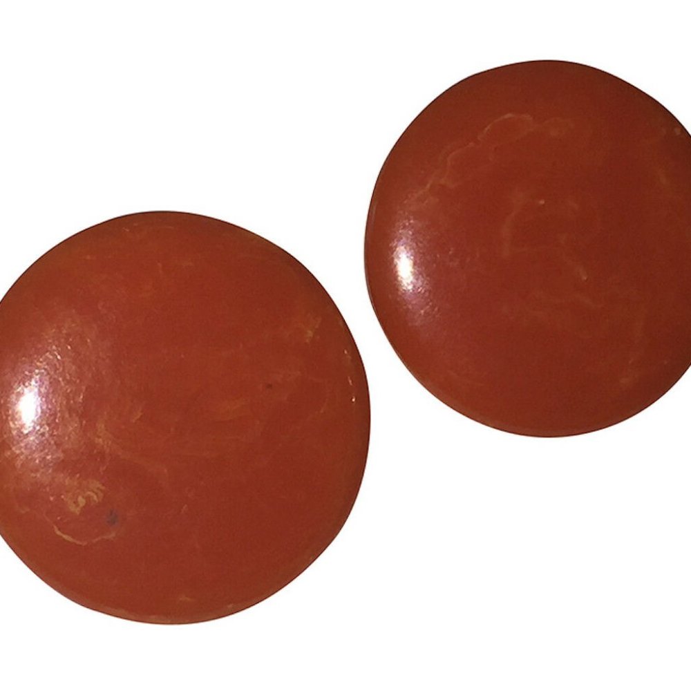 Orange Swirl Round Bakelite Clip On Earrings - Gem